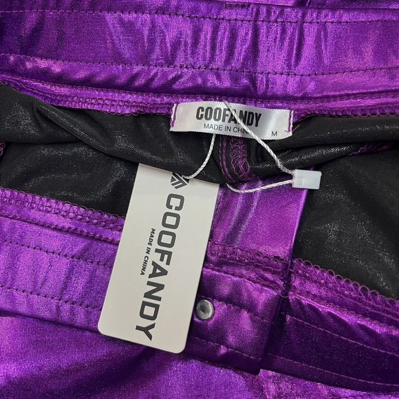 Coofandy | Pants | Coofandy Mens Metallic Purple Shiny Pants Club Wear ...